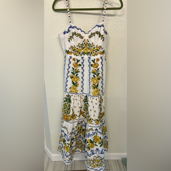 FARM Rio | Dresses | Farm Rio Offwhite Sicily Organic Cotton Midi Dress ...